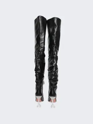 Amina Muaddi Olivia Glass Thigh High Boot