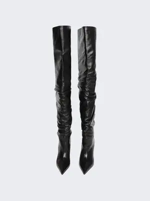 Amina Muaddi Olivia Glass Thigh High Boot