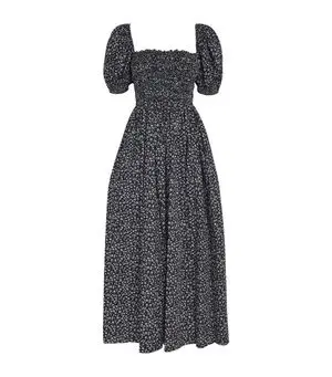 Matteau Shirred Bodice Peasant Dress