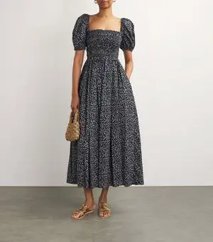 Matteau Shirred Bodice Peasant Dress