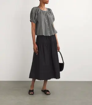DÔEN Tiered Sebastiane Midi Skirt - Black