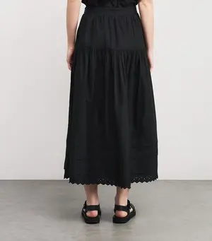 DÔEN Tiered Sebastiane Midi Skirt - Black
