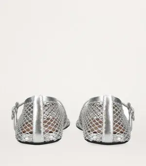 Alaïa Leather Mesh Ballerinas - Silver