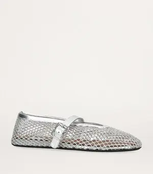 Alaïa Leather Mesh Ballerinas - Silver