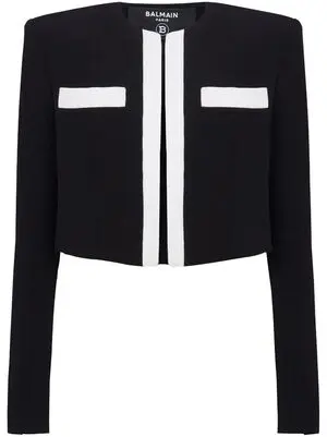 Balmain Cropped Crepe Spencer Jacket - Black