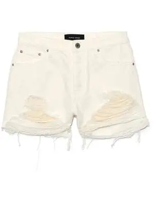 PURPLE BRAND Distressed Denim Shorts - White