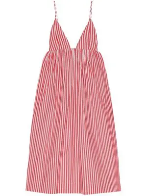 GANNI Striped V-neck Dress