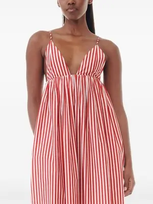 GANNI Striped V-neck Dress