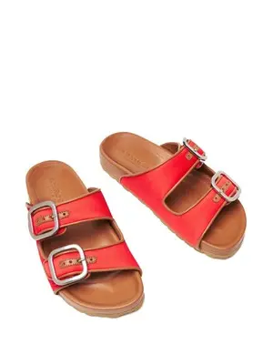 SCAROSSO Isa Double-buckle Slides - Orange