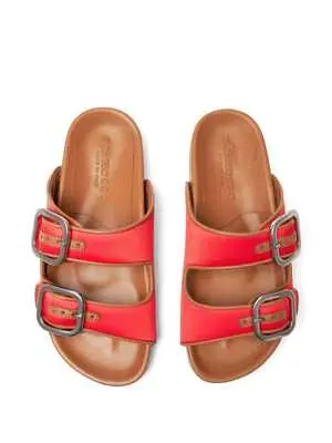 SCAROSSO Isa Double-buckle Slides - Orange