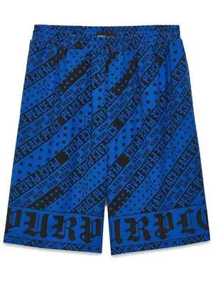 PURPLE BRAND Bandana-print Lyocell Track Shorts - Blue