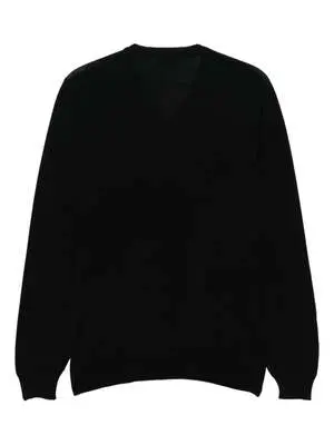 Fedeli V-neck Virgin Wool Jumper - Black
