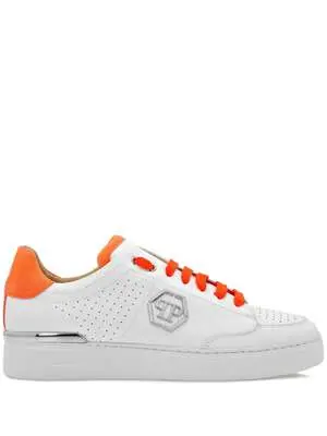Philipp Plein Leather Sneakers With Logo Plaque