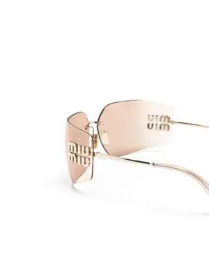 Miu Miu Logo-plaque Wraparound Sunglasses