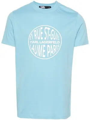 Karl Lagerfeld Logo-tape Cotton T-shirt - Blue