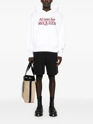 Alexander McQueen Logo Embroidered Cotton Hoodie