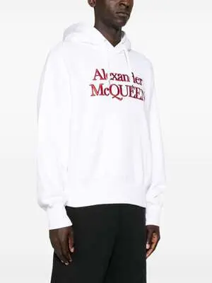 Alexander McQueen Logo Embroidered Cotton Hoodie