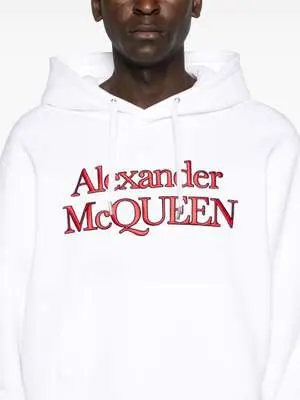 Alexander McQueen Logo Embroidered Cotton Hoodie