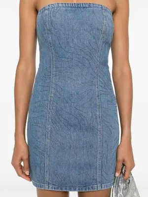 ROTATE BY BIRGER CHRISTENSEN Crystal-embellished Denim Mini Dress