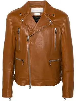 Alexander McQueen Zip-up Leather Biker Jacket - Brown
