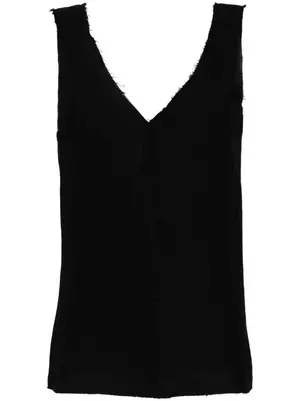 Voz V-neck Linen Top - Black