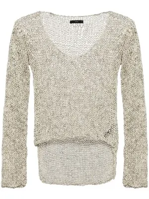 Voz Marl Knit High-low Top - Neutrals