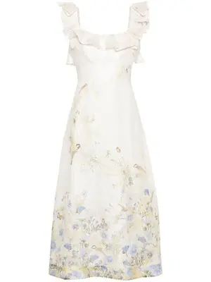 Zimmermann Harmony Botanical-print Midi Dress