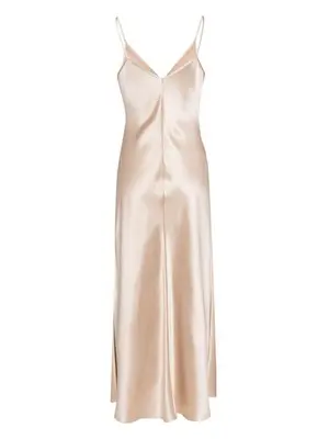 Voz V-neck Silk Slip Dress - Neutrals