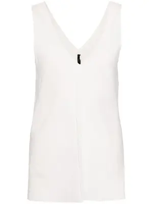 Voz V-neck Linen Top - Neutrals