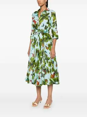 Samantha Sung Aster Clover-print Shirt Dress