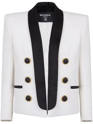 Balmain Open-front Wool Blazer - White