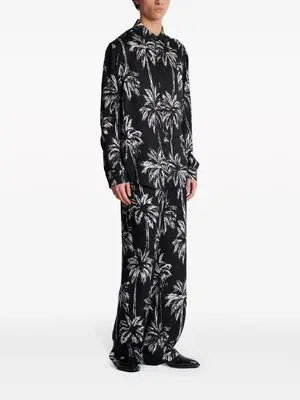 Balmain Palm Tree-print Satin Shirt