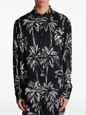 Balmain Palm Tree-print Satin Shirt