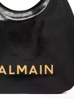 Balmain 1945 Crinkled Leather Shoulder Bag