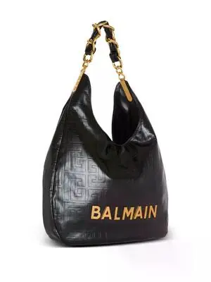 Balmain 1945 Crinkled Leather Shoulder Bag
