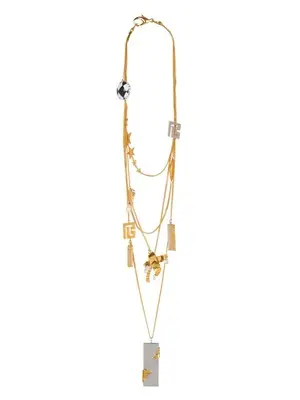 Balmain Miami Embellished Sautoir Necklace - Gold