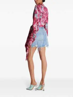 Balmain Feather-print Silk Blouse