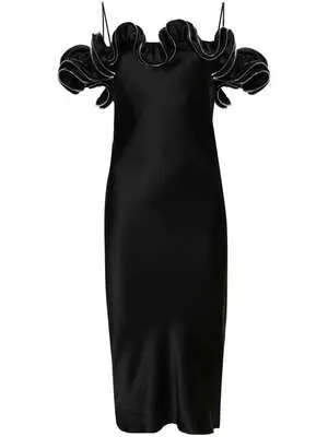 Coperni Zipped-ruffles Satin Dress