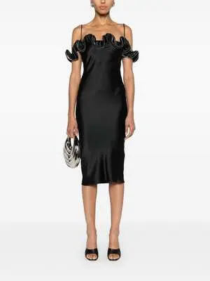 Coperni Zipped-ruffles Satin Dress