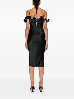 Coperni Zipped-ruffles Satin Dress