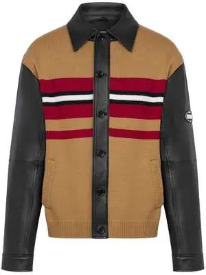 Moschino Knitted-panel Leather Jacket