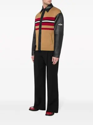 Moschino Knitted-panel Leather Jacket