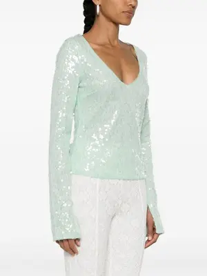 ROTATE BY BIRGER CHRISTENSEN Sequinned Mesh T-shirt