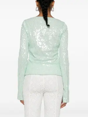 ROTATE BY BIRGER CHRISTENSEN Sequinned Mesh T-shirt
