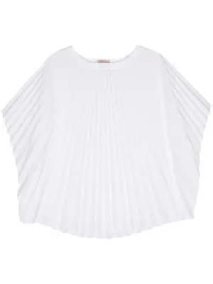 BLANCA VITA Plissé Half-sleeved Blouse - White