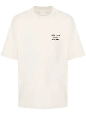 Drole De Monsieur Slogan Crew-neck T-shirt - Neutrals