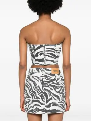 ROTATE BY BIRGER CHRISTENSEN Zebra-print Cropped Top
