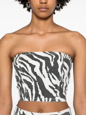 ROTATE BY BIRGER CHRISTENSEN Zebra-print Cropped Top