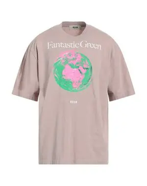 MSGM Man T-shirt Light Green Size Xxs Organic Cotton Beige