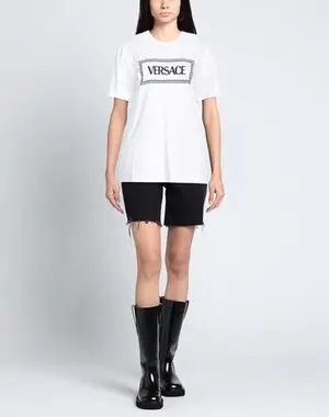 Versace T-shirt With Embroidered Logo - White